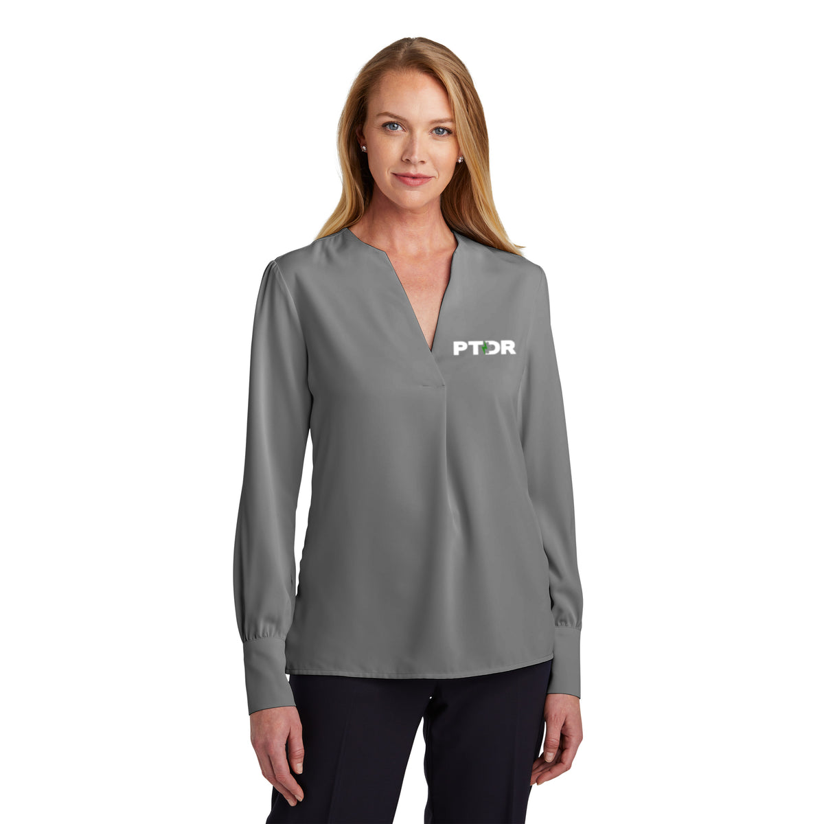 Brooks Brothers - Ladies Open-Neck Satin Blouse. BB18009. – Custom Threads