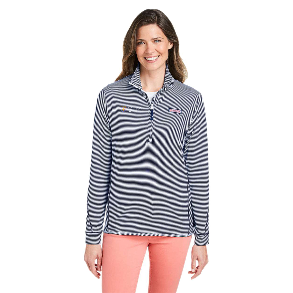 Vineyard Vines - Ladies Microstripe Sankaty Half-Zip Pullover. K002521 – Custom Threads