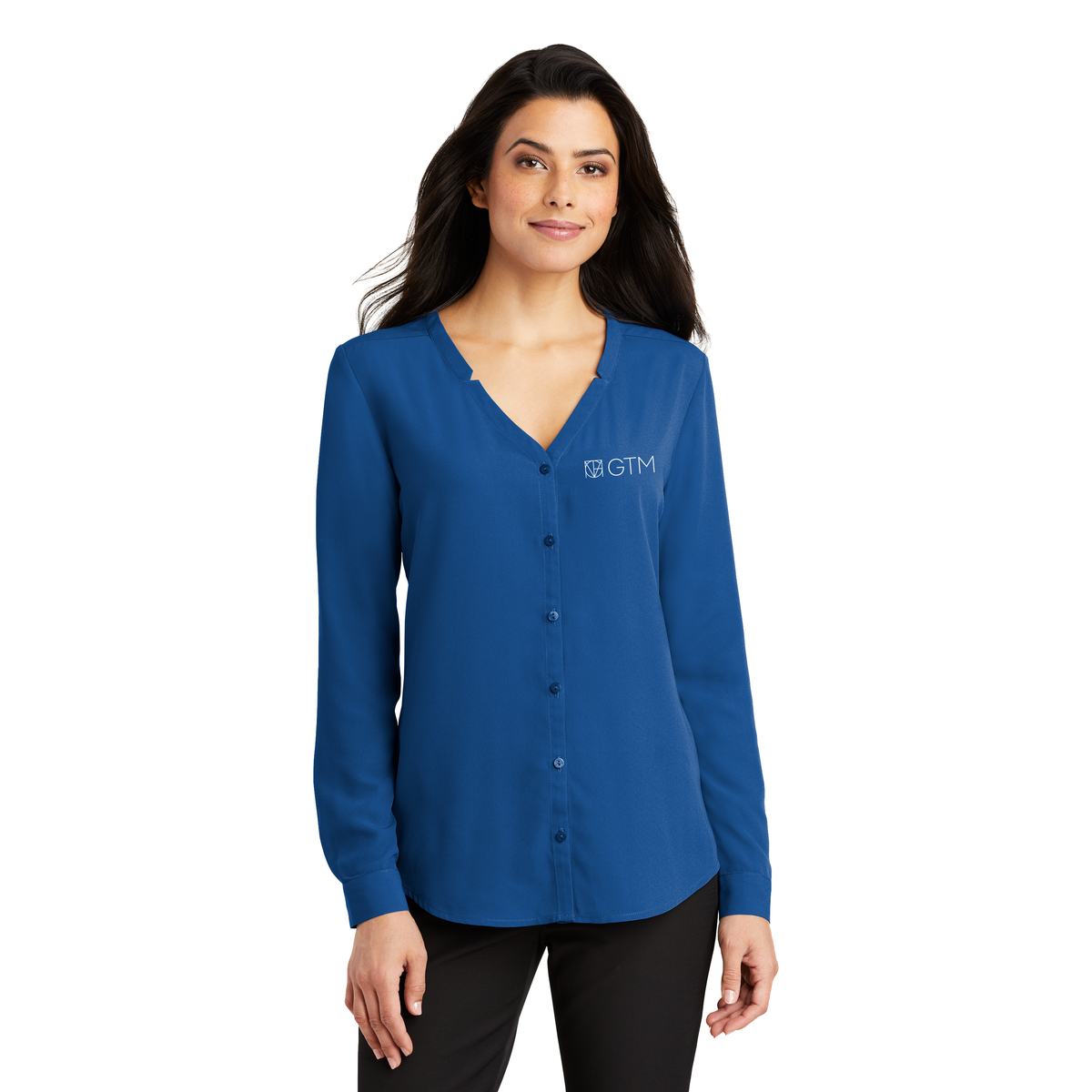 Port Authority - Ladies Long Sleeve Button-Front Blouse. LW700. – Custom Threads