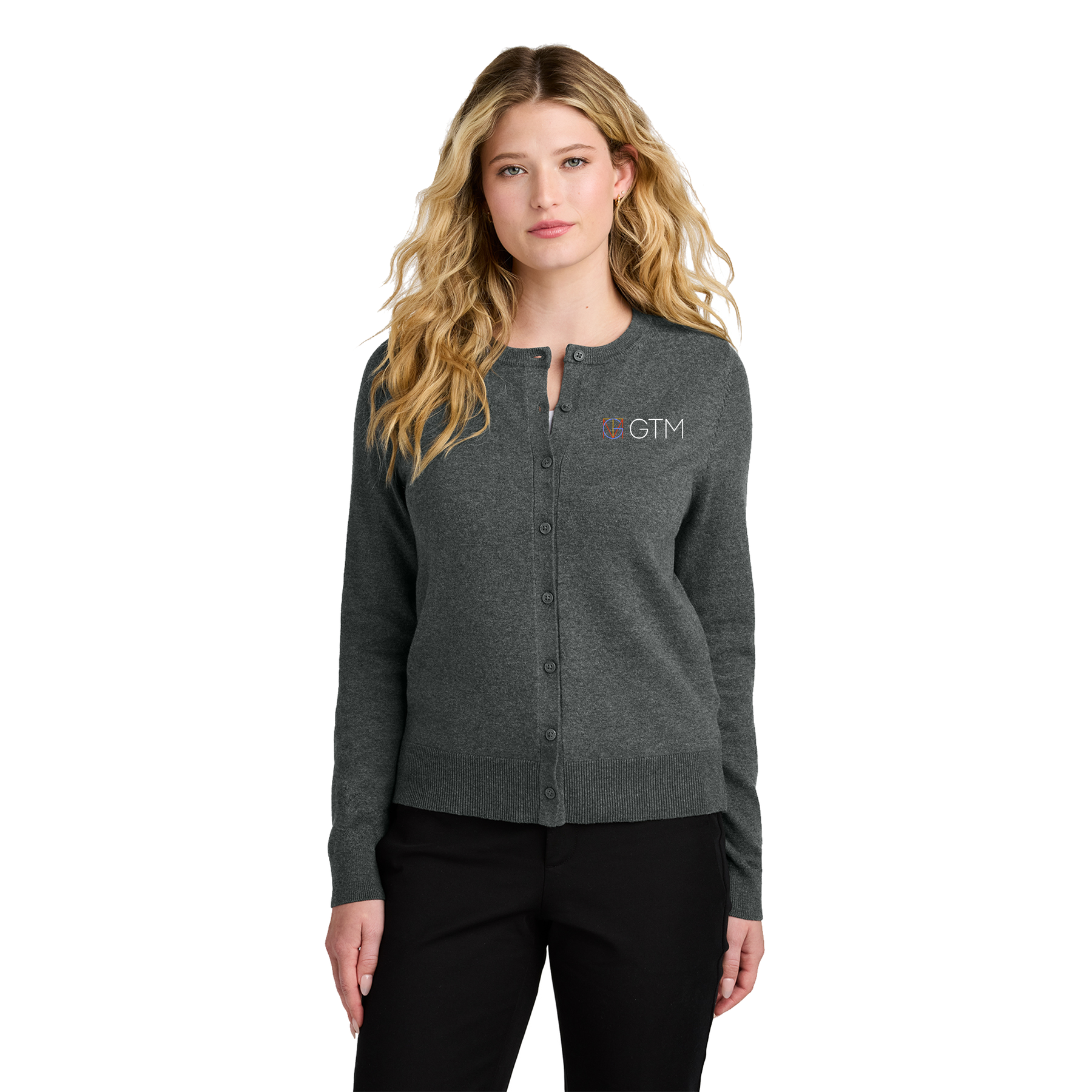 Port Authority - Ladies Easy Care Crewneck Cardigan Sweater. LSW2870. – Custom Threads